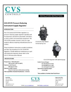 CVS 67CFR Installation Instructions July 2019 | CVS Controls